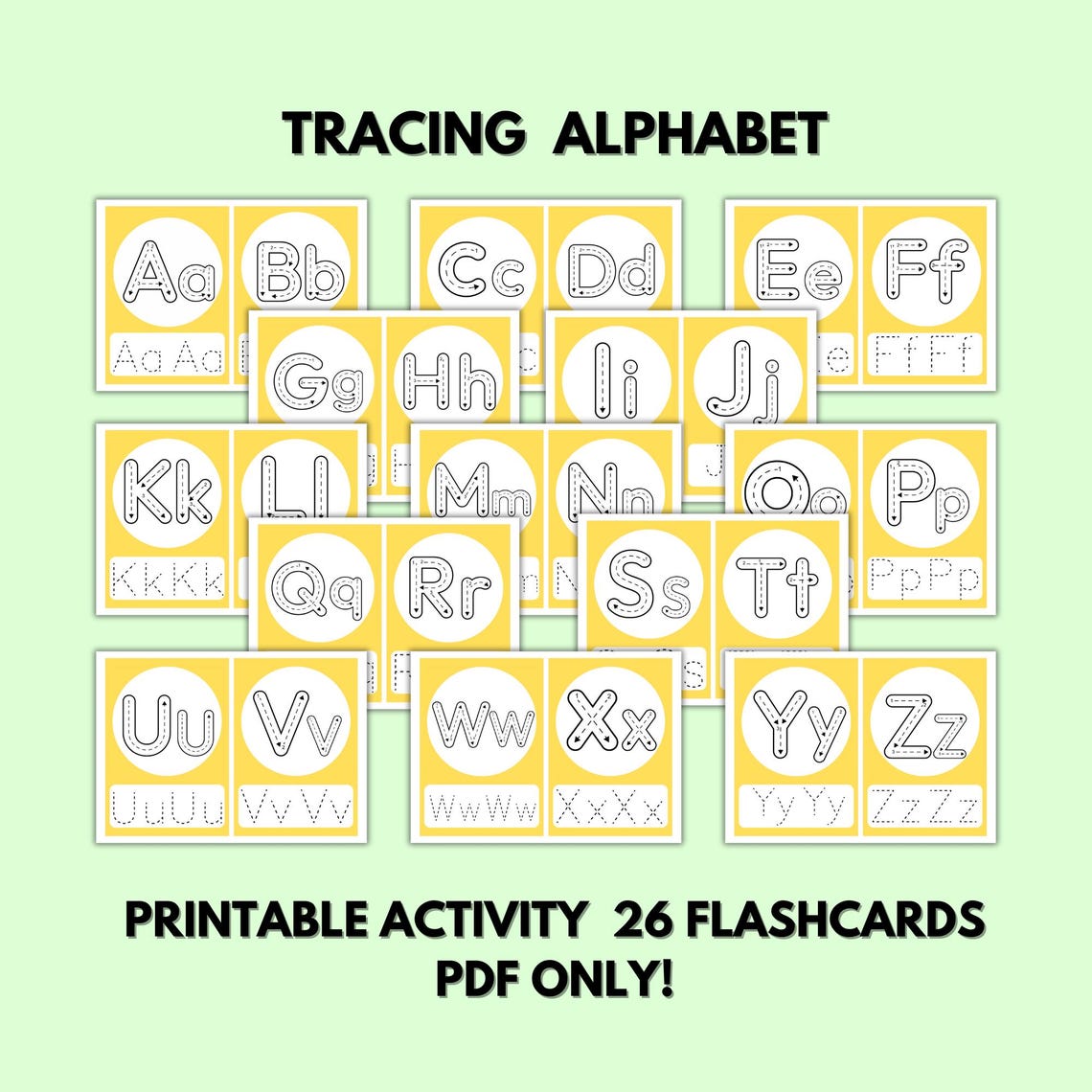 Printable Alphabet Tracing Flashcards Early Learning Alphabet ...