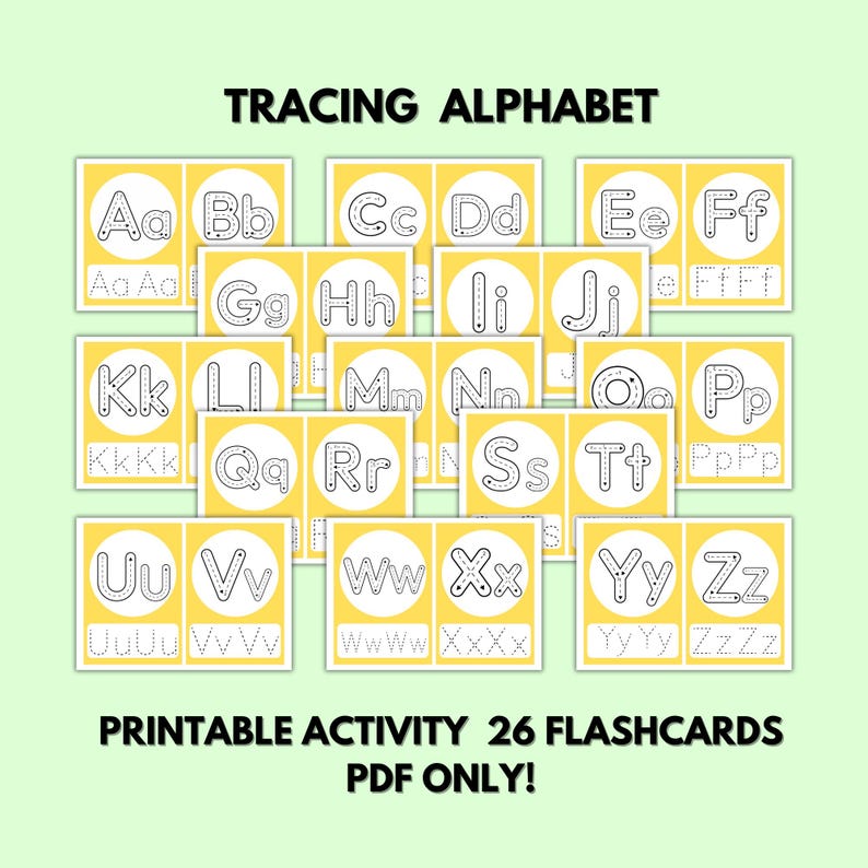 Printable Alphabet Tracing Flashcards Early Learning Alphabet ...