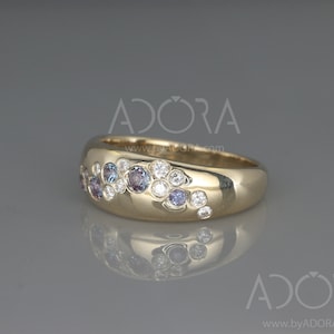 Alexandrite Cluster Ring | 14k Gold Ring With Lab Alexandrite and ...