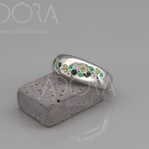 Forest 14k White Gold Cluster Ring Set With Emeralds, Green Sapphire ...