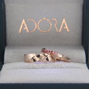 Handmade 14k Rose Gold Mobius Ring Set With Rubies | Ruby Mobius Ring ...