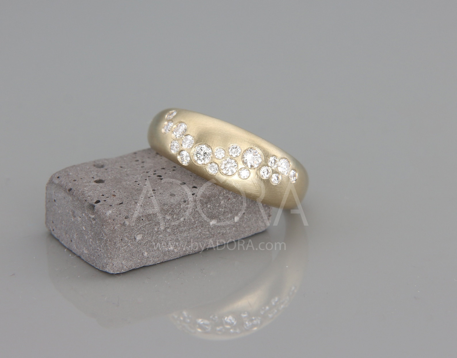 Diamond Cluster Ring | Solid Gold Wide Wedding Band Set With Diamonds ...