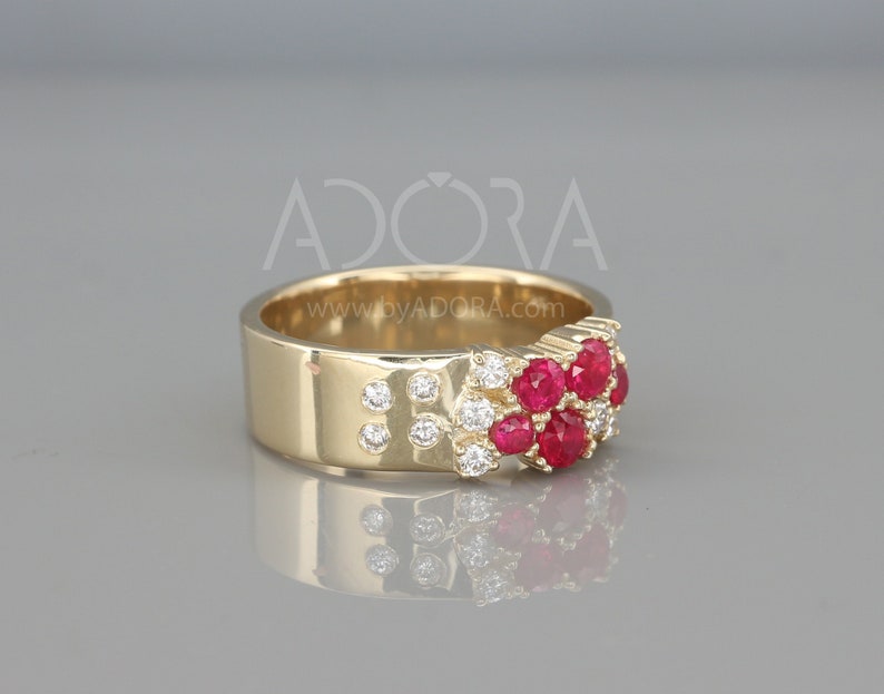 Handmade Ruby Cluster Ring Diamond Cluster Ring Cluster - Etsy