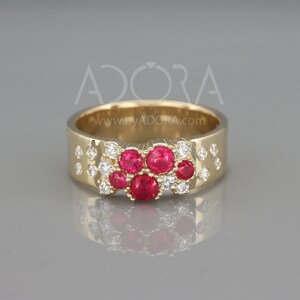 Handmade Ruby Cluster Ring | Diamond Cluster Ring | Cluster Engagement Wedding Ring | Multi ...