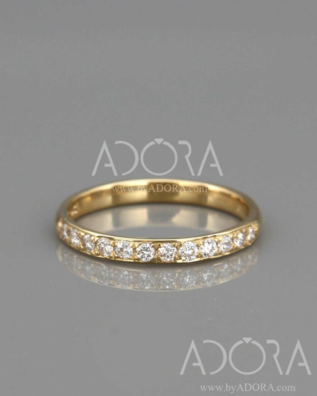 Handmade 14k Gold Wedding Ring Set With 12 Diamonds | 14k Solid Gold ...