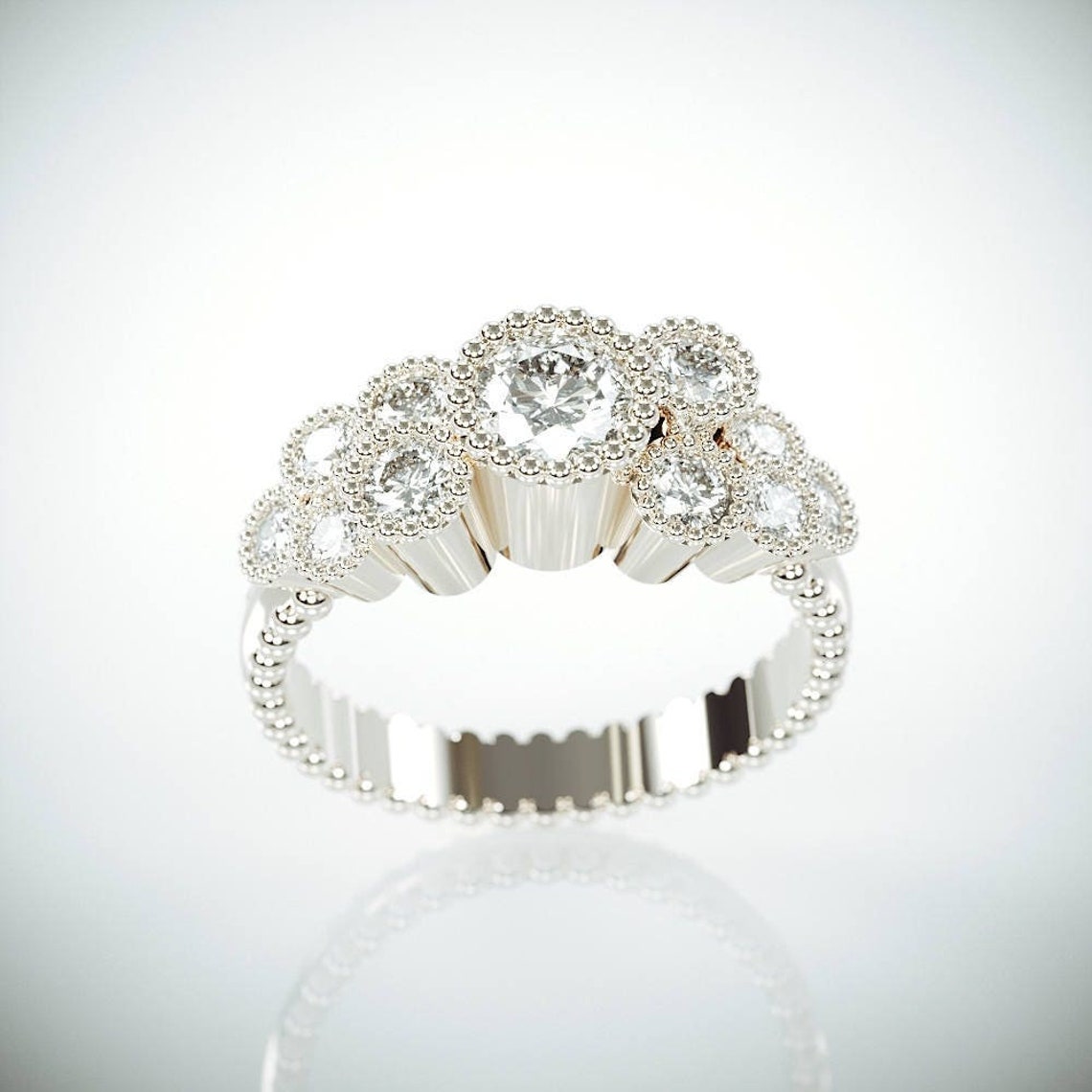 Handmade 14k Gold Multi Stone Diamond Ring Diamond Cluster - Etsy