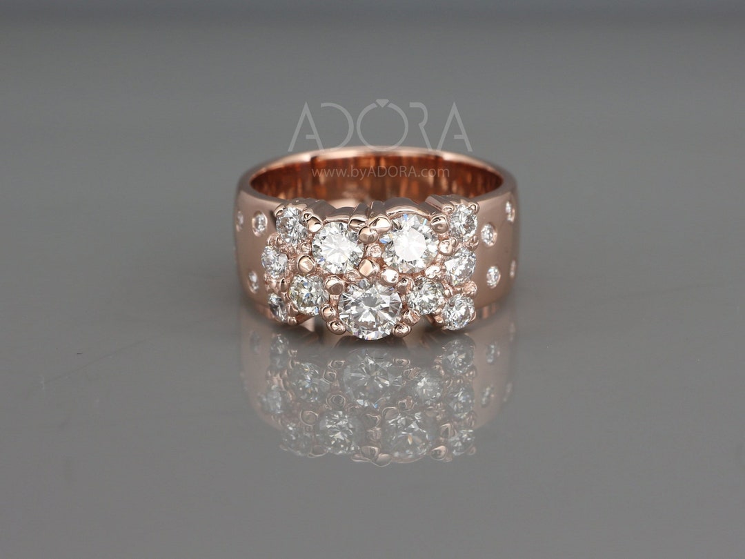 Handmade Diamond Cluster Ring | Cluster Diamond Engagement Ring | Multi ...