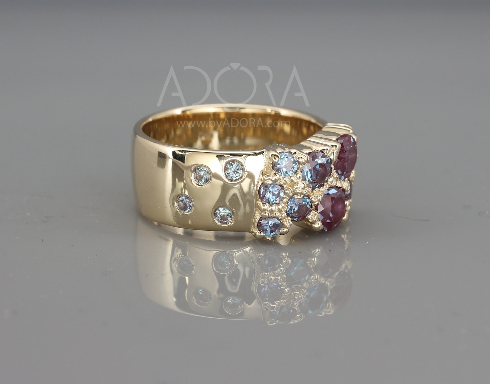 Handmade Lab Alexandrite Cluster Ring | Cluster Lab Alexandrite ...
