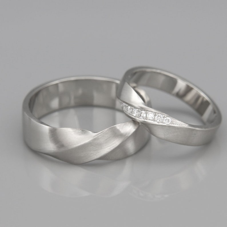 Handmade His and Hers Mobius Wedding Band Set White Gold - Etsy