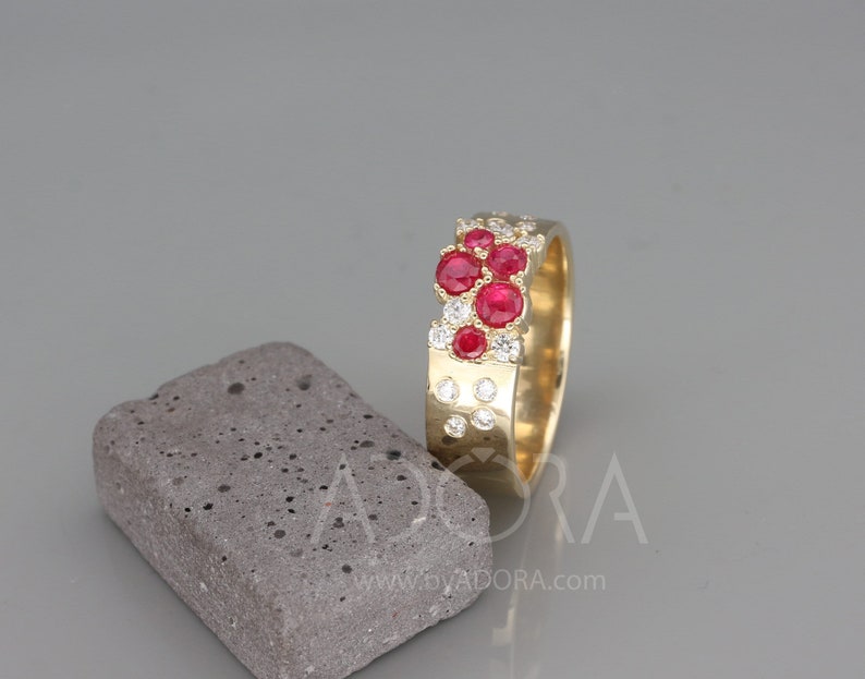 Handmade Ruby Cluster Ring Diamond Cluster Ring Cluster - Etsy