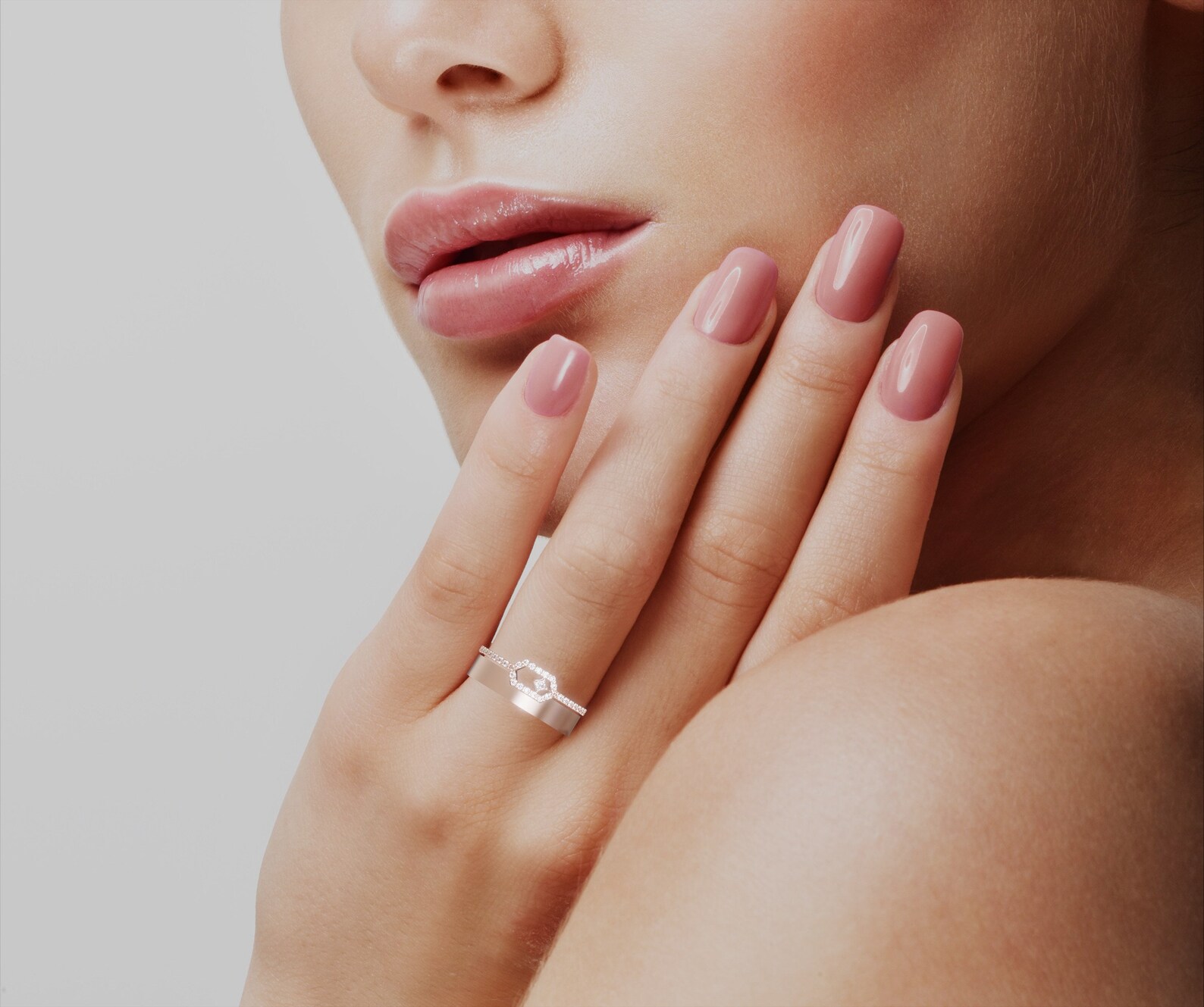 Handmade 14k Rose Gold Hexagon Wedding Rings Set With Diamonds - Etsy