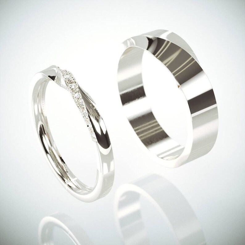 14k Gold Mobius Wedding Rings Set - Etsy