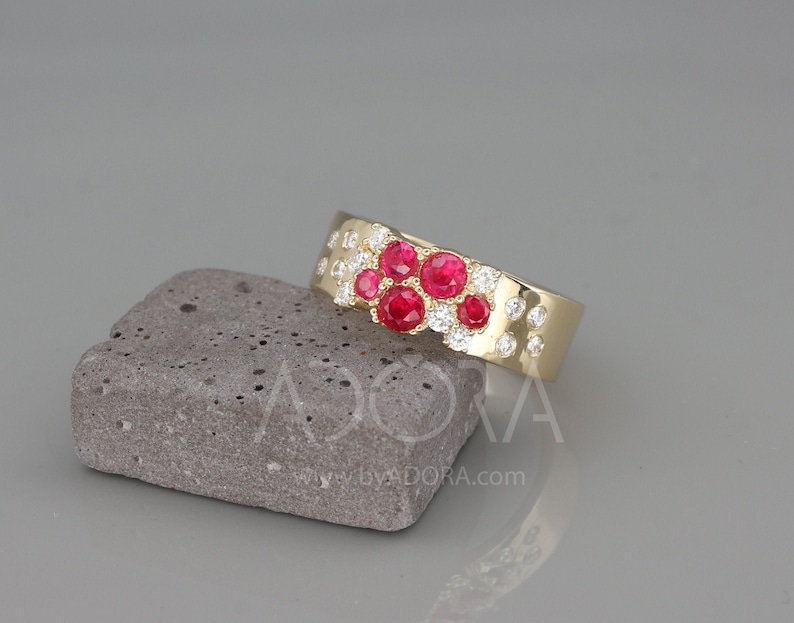 Handmade Ruby Cluster Ring Diamond Cluster Ring Cluster - Etsy