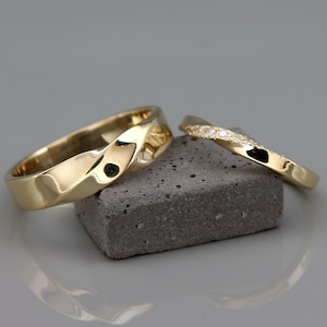 14k Gold Mobius Wedding Rings Set With Diamonds | His and Hers Mobius ...