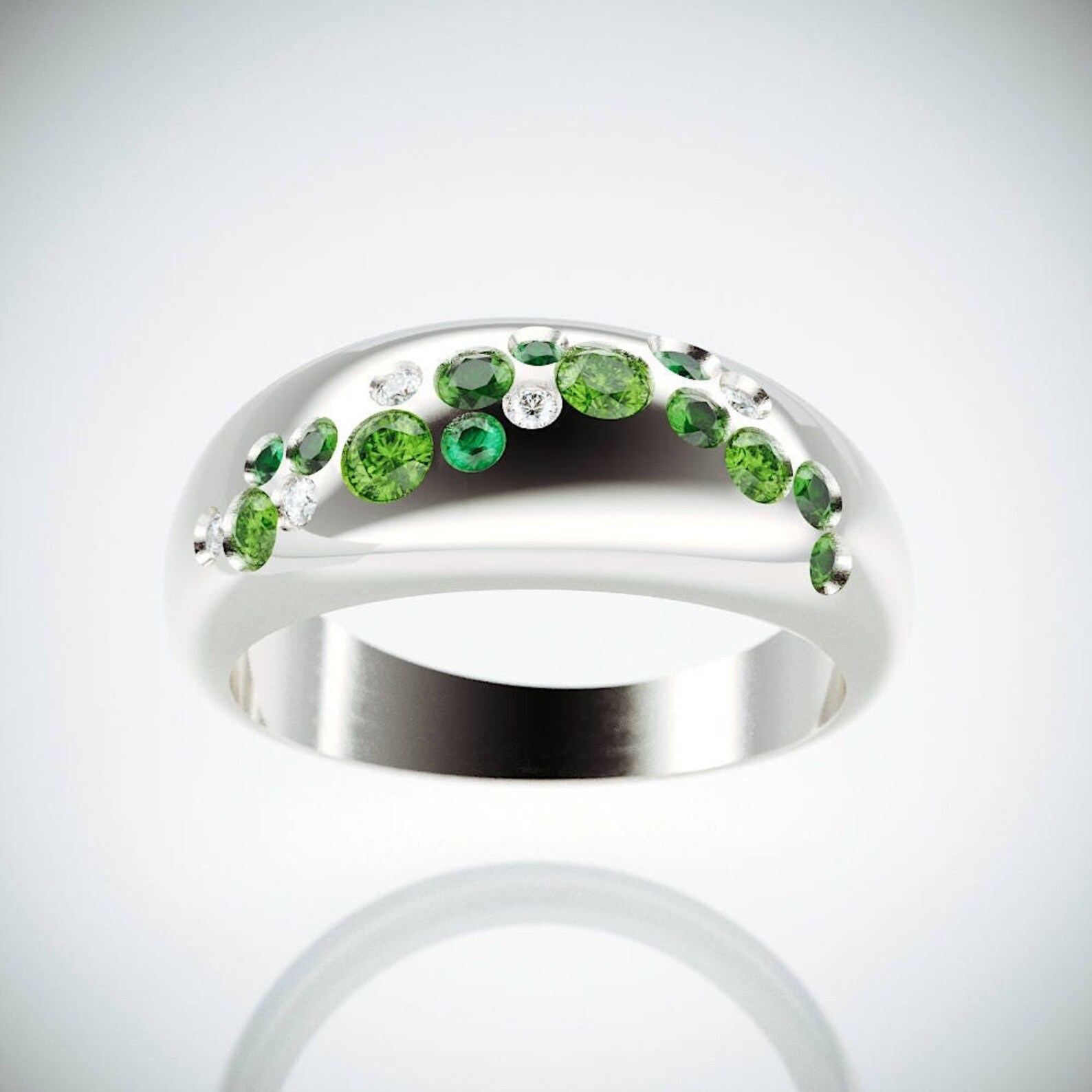 Morning Dew 14k Gold Cluster Ring Set With Diamonds Emeralds - Etsy