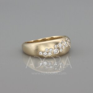 Diamond Cluster Ring | Solid Gold Wide Wedding Band Set With Diamonds ...