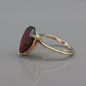 Handmade 14k Gold Pear Garnet Ring | Solid 14k Gold Natural Garnet ...