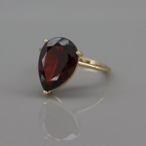 Handmade 14k Gold Pear Garnet Ring | Solid 14k Gold Natural Garnet ...