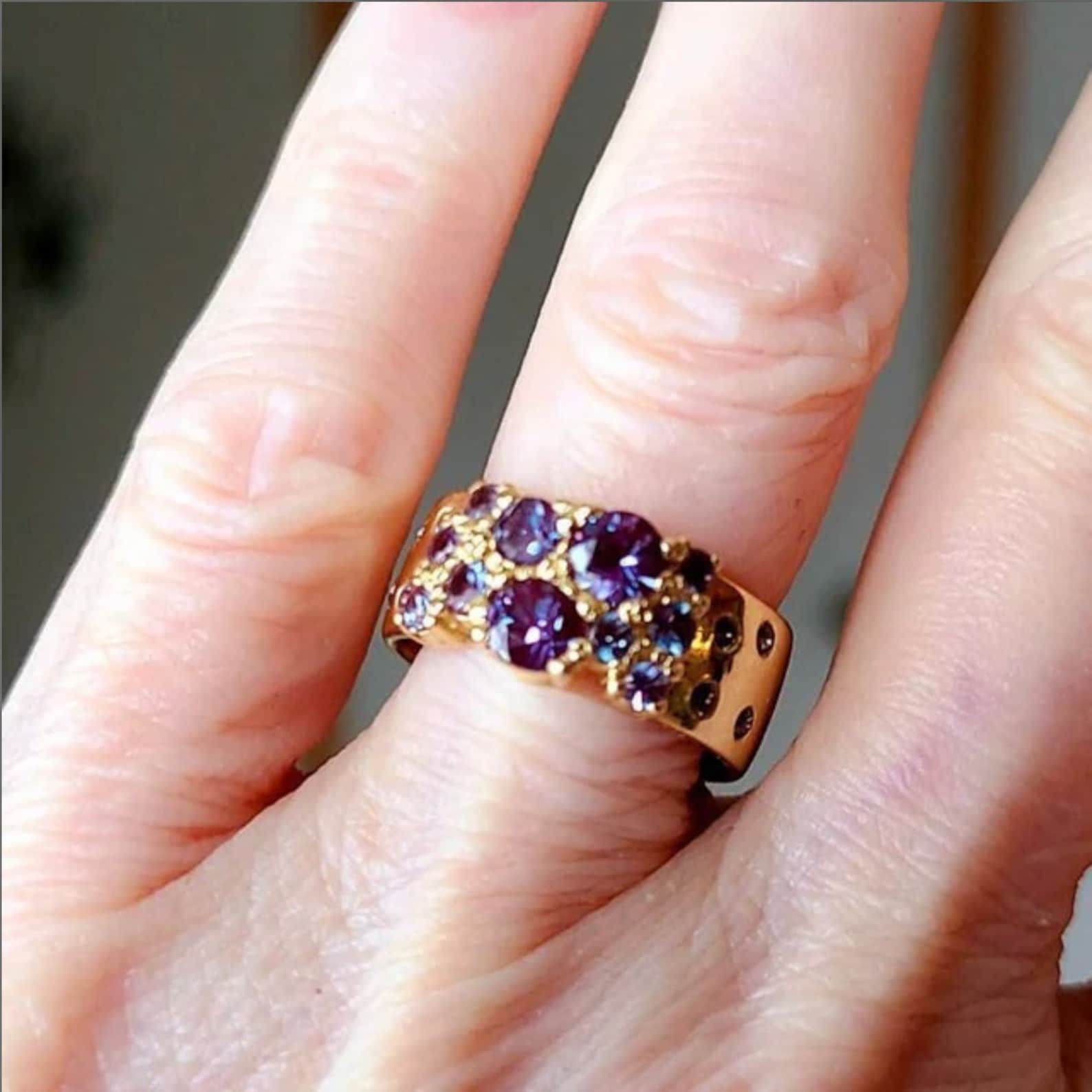 Handmade Lab Alexandrite Cluster Ring | Cluster Lab Alexandrite ...