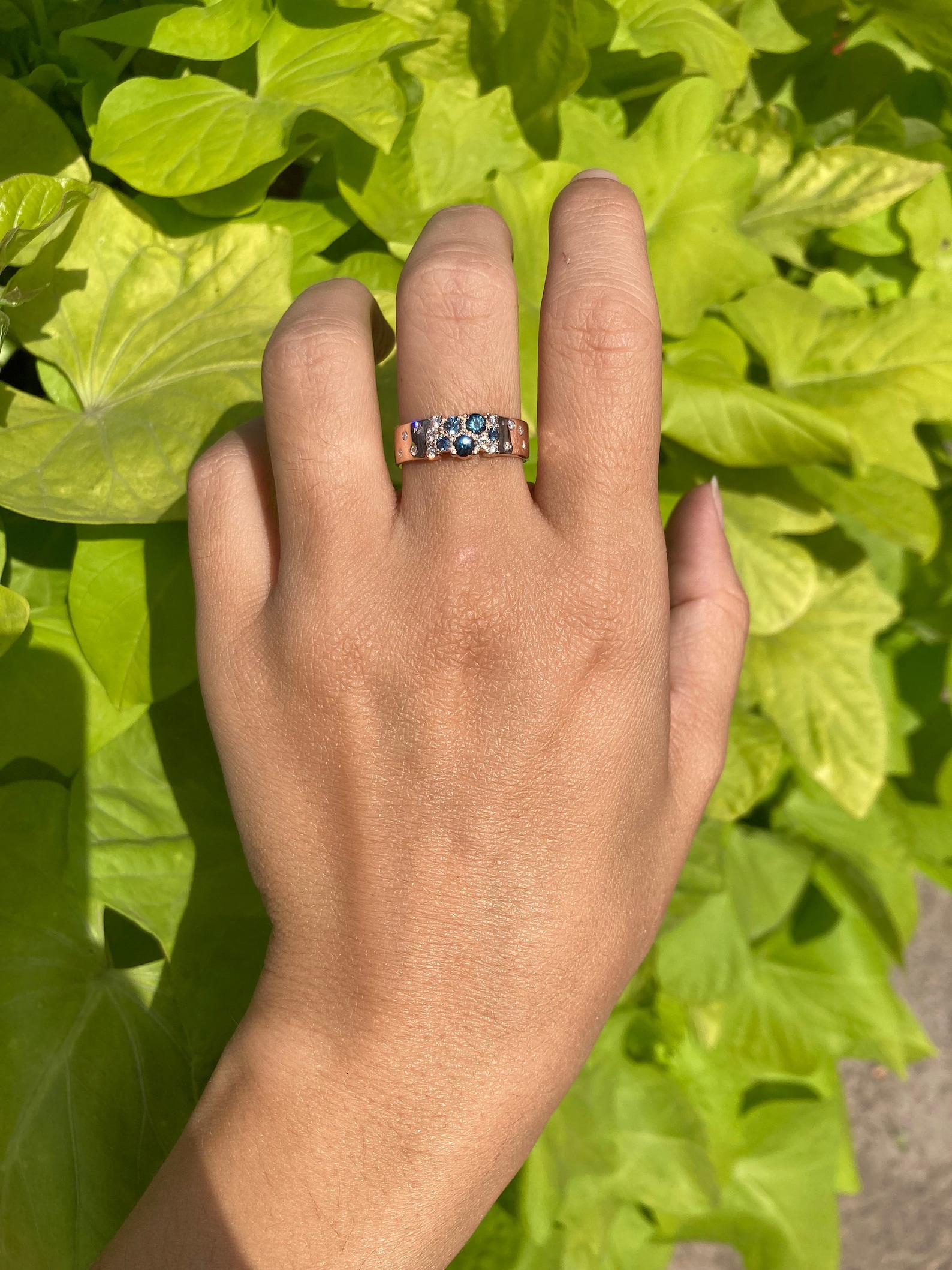 Handmade Blue Sapphire Cluster Ring Diamond Cluster Ring - Etsy