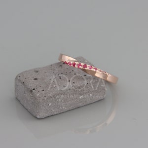 Handmade 14k Rose Gold Mobius Ring Set With Rubies | Ruby Mobius Ring ...