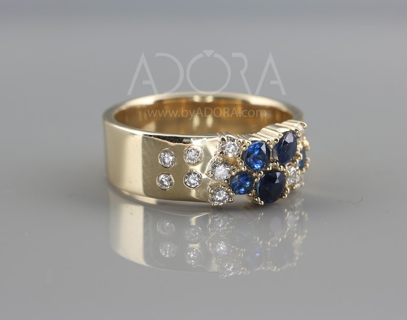 Handmade Blue Sapphire Cluster Ring | Diamond Cluster Ring | Cluster ...