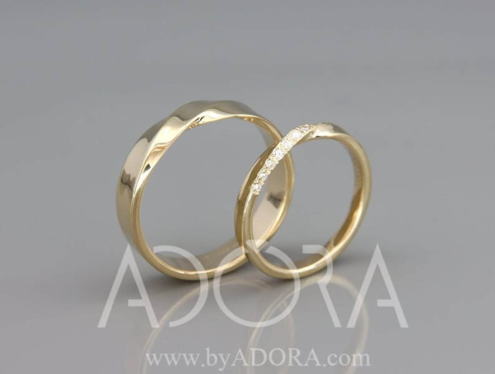 14k Gold Mobius Wedding Rings Set With Diamonds | His and Hers Mobius ...