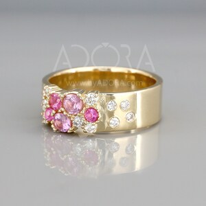 Handmade Pink Sapphire Cluster Ring | Diamond Cluster Ring | Cluster ...