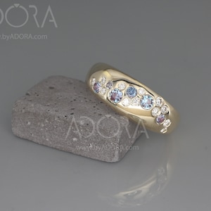 Alexandrite Cluster Ring | 14k Gold Ring With Lab Alexandrite and ...
