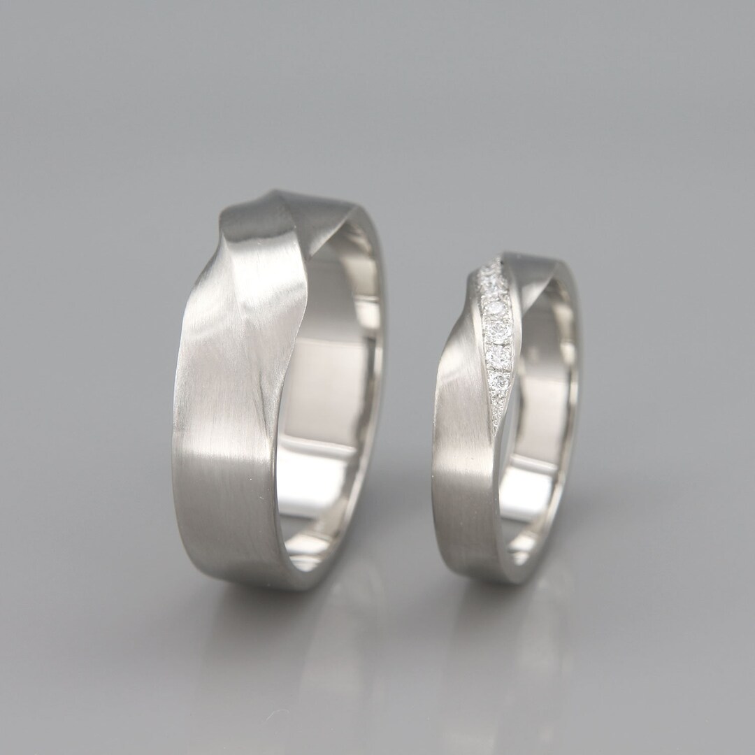 Handmade His and Hers Mobius Wedding Band Set | White Gold Mobius ...