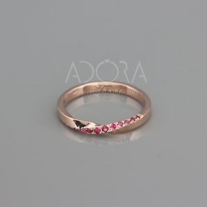 Handmade 14k Rose Gold Mobius Ring Set With Rubies | Ruby Mobius Ring ...