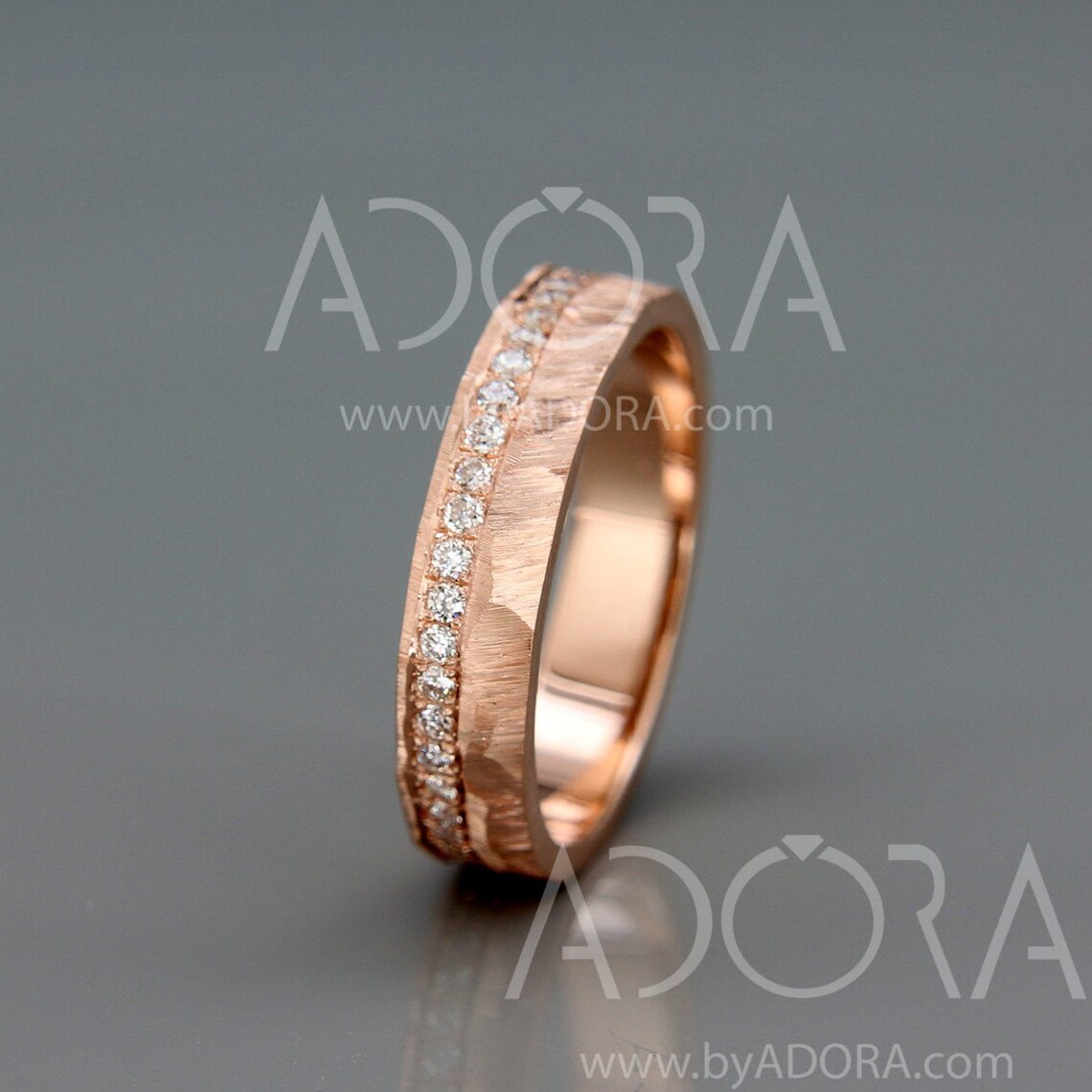 Handmade 14k Rose Gold Wedding Ring Set With Diamonds 14k - Etsy