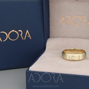 14k Solid Gold Men Wedding Band Beveled Style and Set With a Princess ...