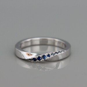 14k White Gold Mobius Ring Set With Blue Sapphire | Blue Sapphire ...