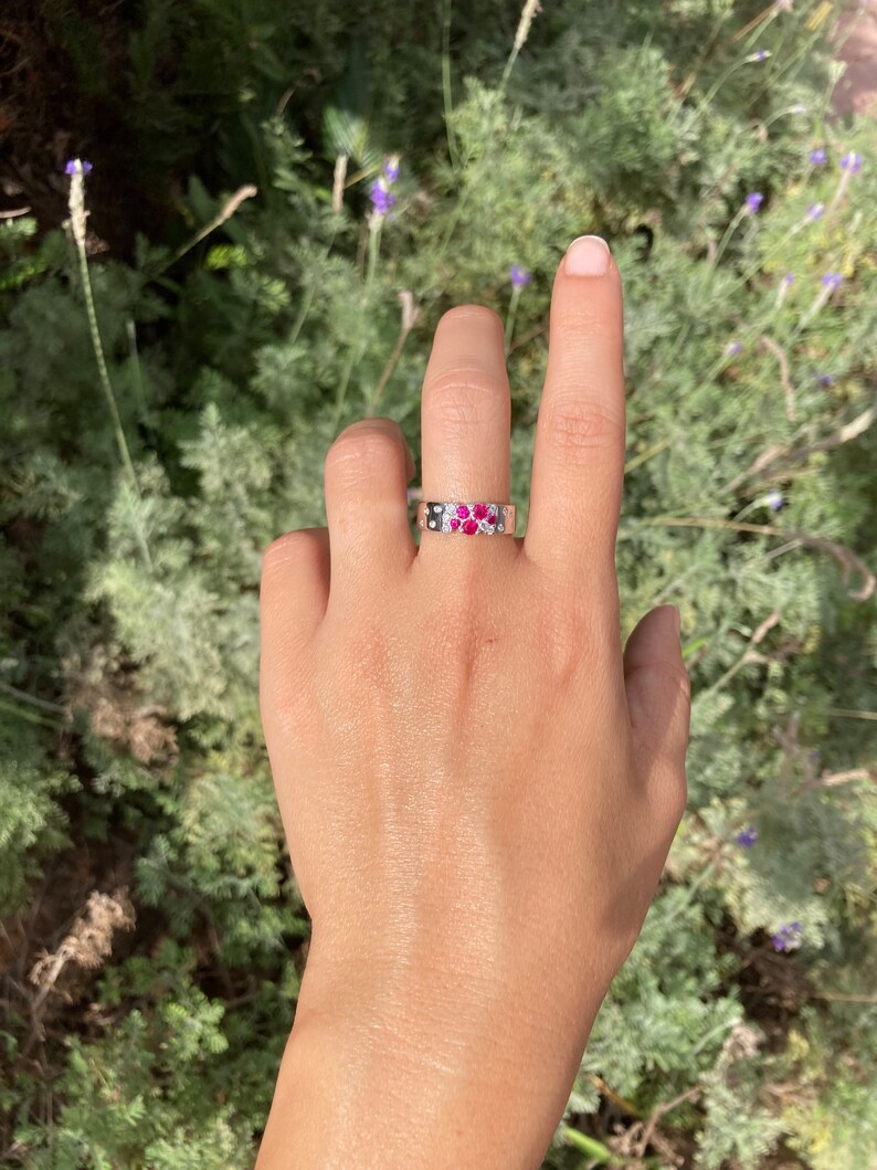 Handmade Ruby Cluster Ring Diamond Cluster Ring Cluster - Etsy