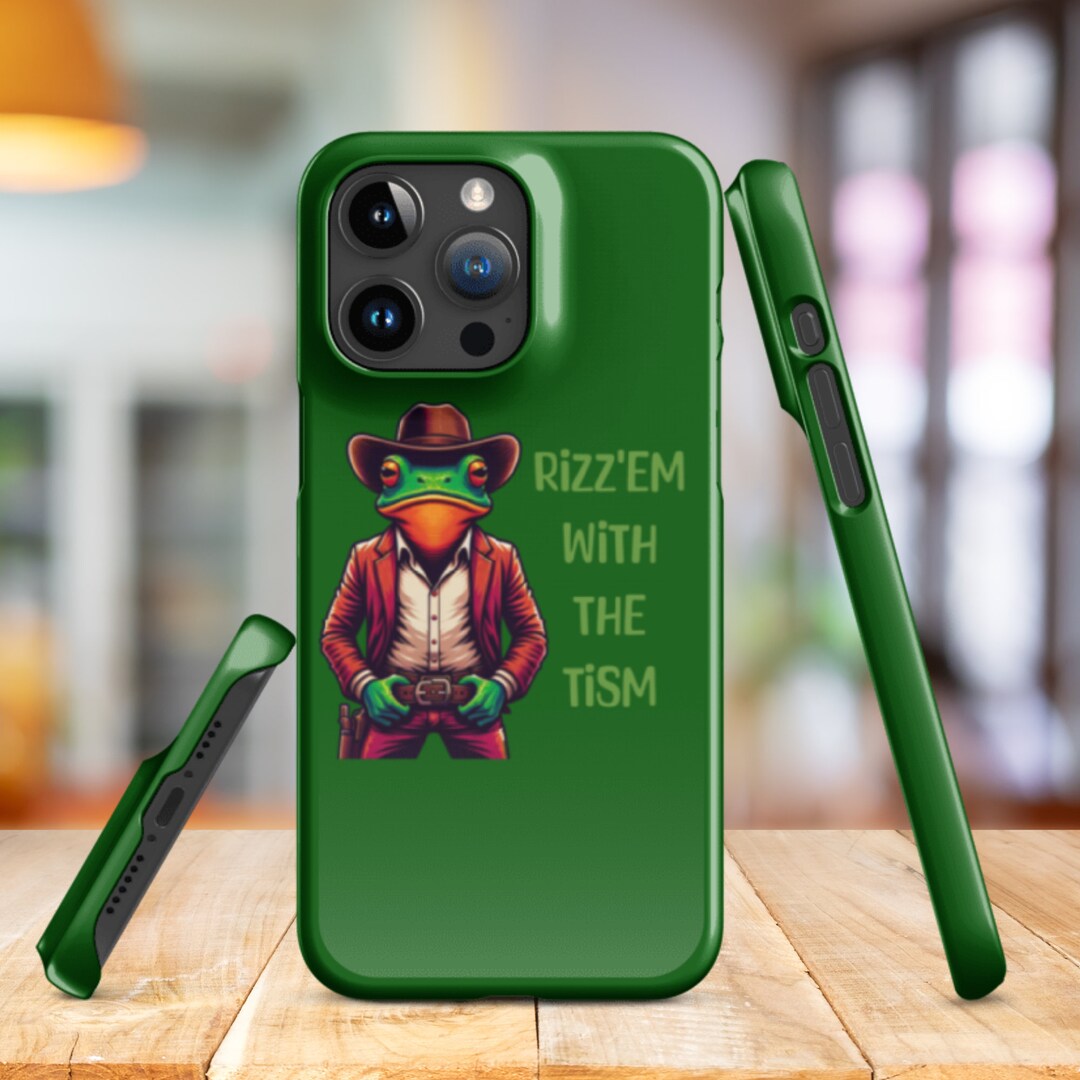 Rizz Em With the Tism Vintage Phone Case, Retro Funny Frog Phonecase ...