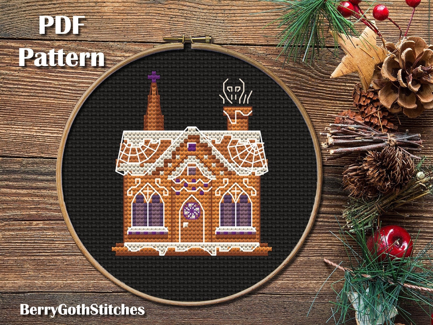 Gothic Gingerbread House Cross Stitch Pattern, PDF Instant Download ...