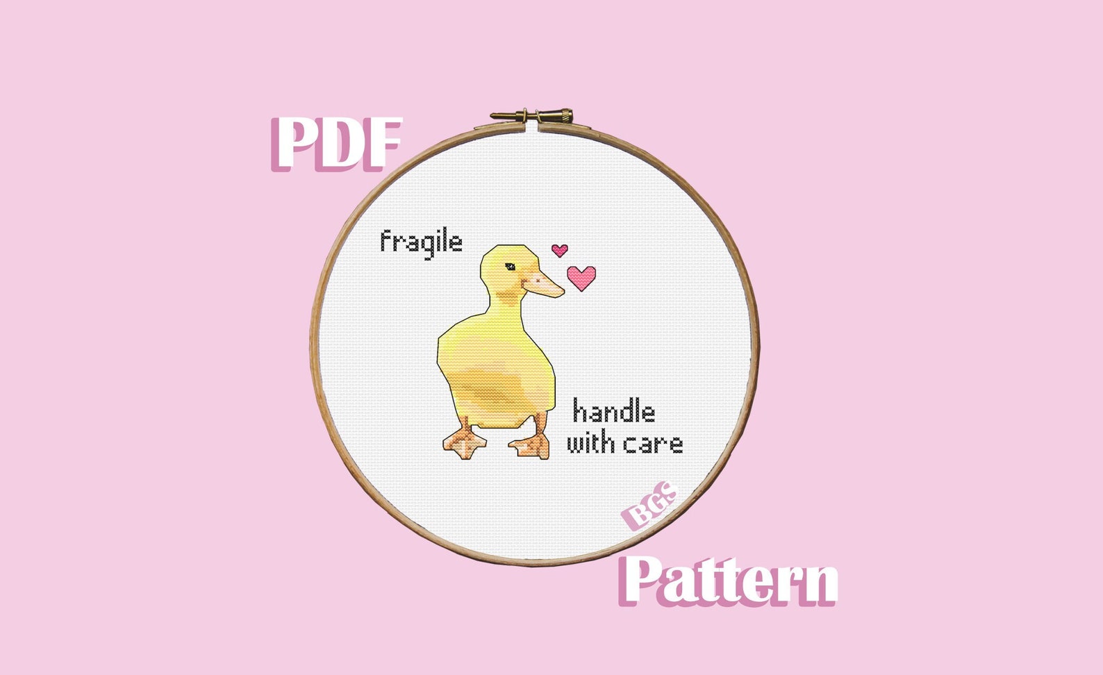 Fragile Ducky Cross Stitch Pattern, PDF Instant Download Chart, Cute ...