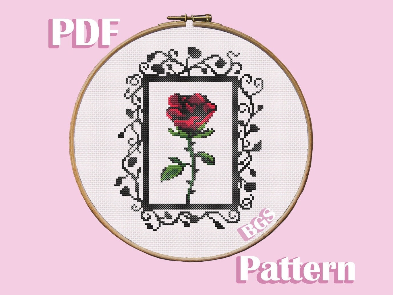 Gothic Framed Rose Cross Stitch Pattern, PDF Instant Download Chart ...