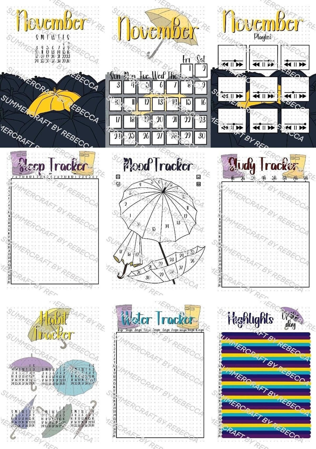 November 2024 Bullet Journal PDF Digital Download mood, Sleep, Habit ...