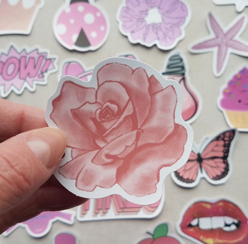 50x Pink Themed Vinyl Stickers, Decal, Waterproof, for Laptop, Luggage ...