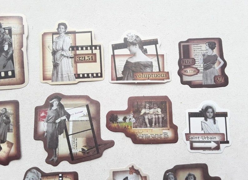 15 or 30 Vintage Movie Film Paper Stickers, Junk Journal, Ephemera ...