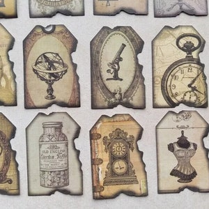 15x Vintage Style, Tags, Paper Stickers, Junk Journal,ephemera ...