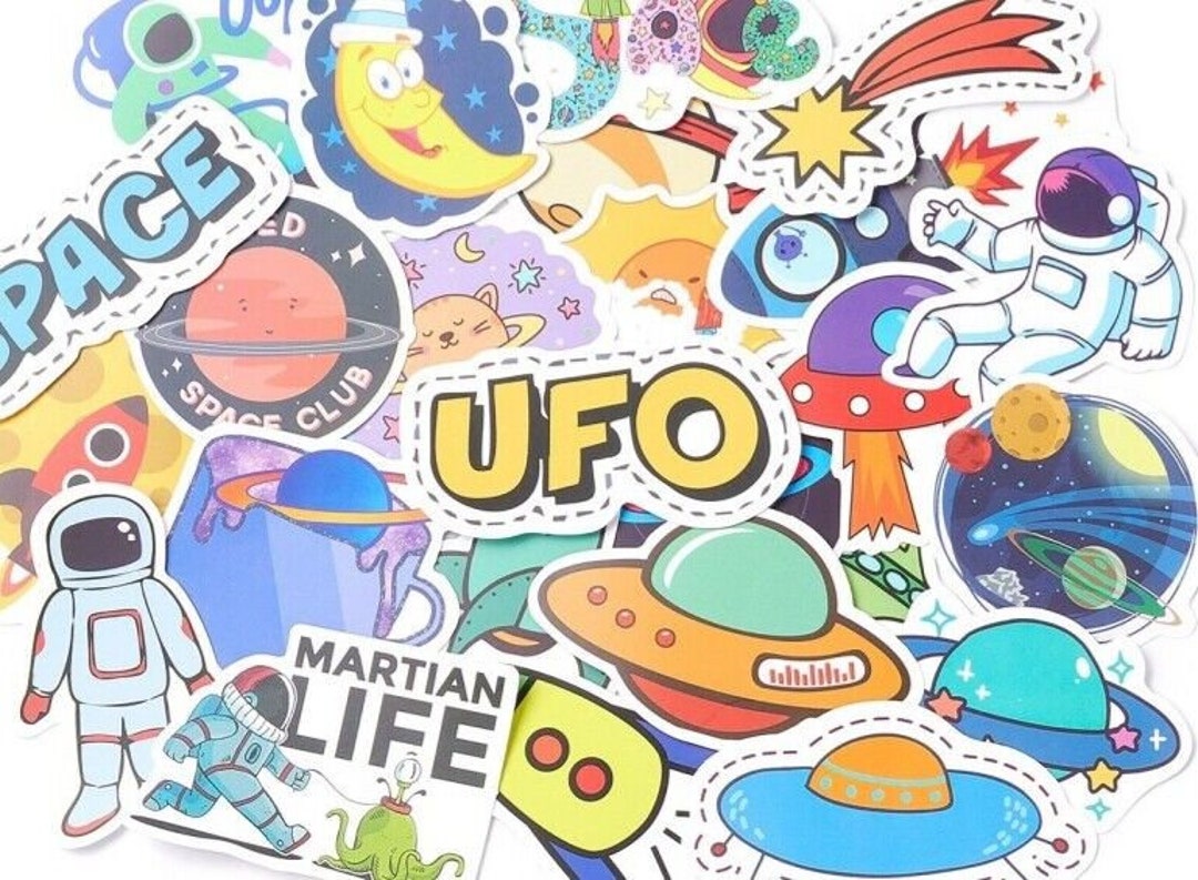50x Space Themed Vinyl Stickers, Decal, Waterproof, for Laptop, Luggage ...