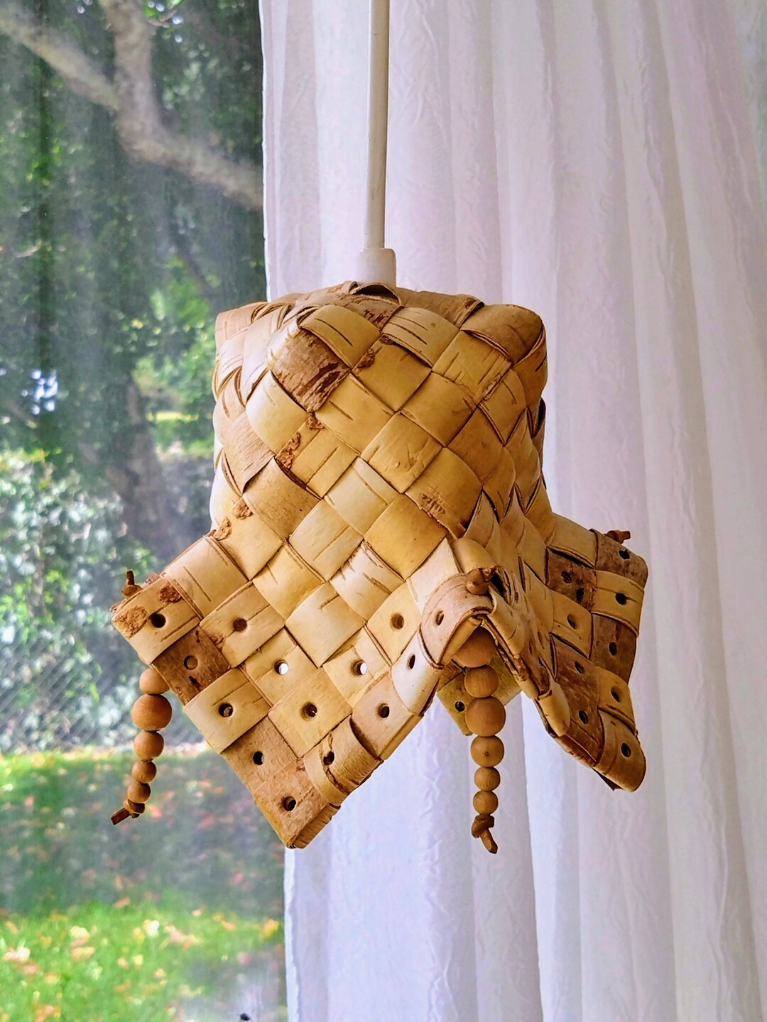 Swedish Window Lamps, 2 Pcs. Birch Bark, 1980s, Rustic, Folk Art ...