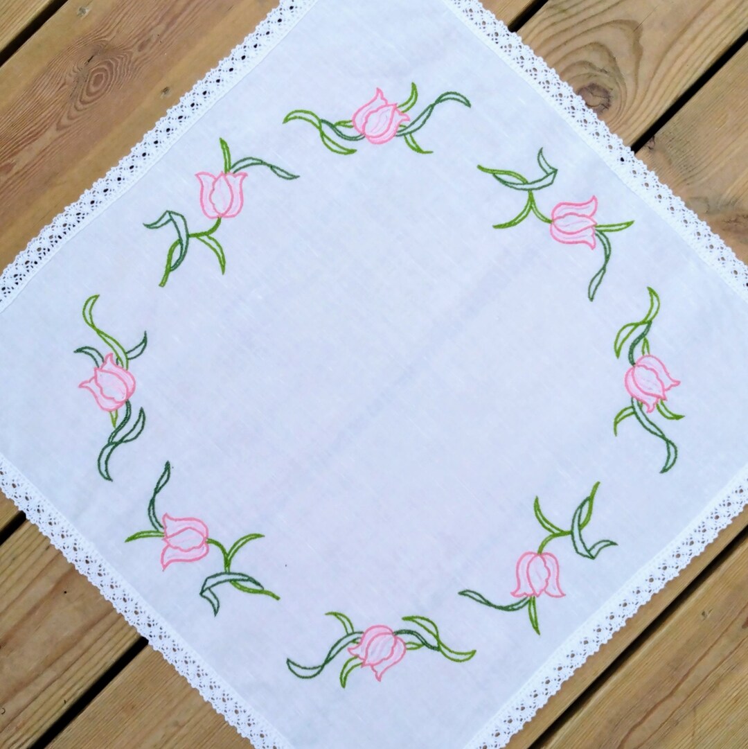 Handmade, Swedish, Table Cloth, T&T, Embroidered, Tulips, Nordic ...