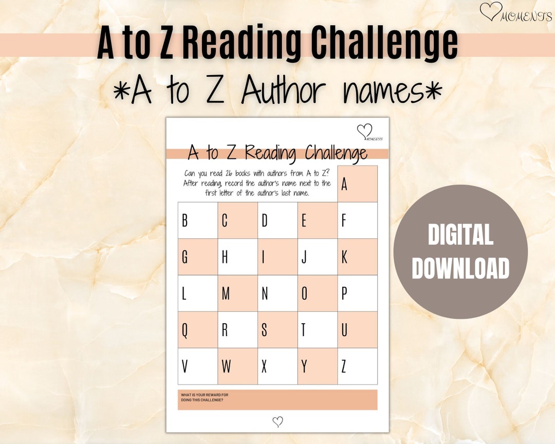 A to Z Reading Challenge with Author Names - Etsy
