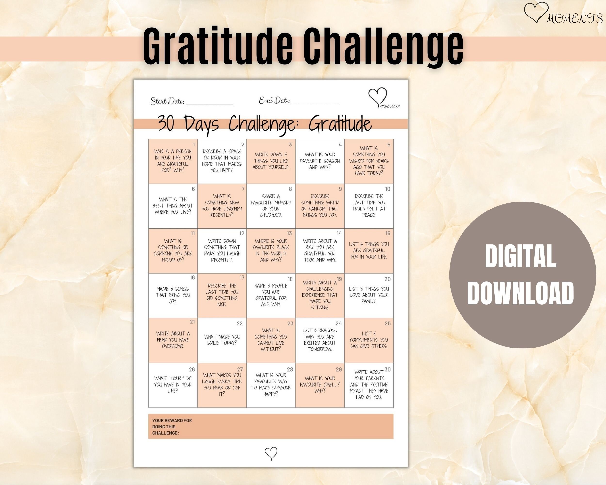 30 & 60 Days Gratitude Challenge Bundle I Printable I Digital Download ...