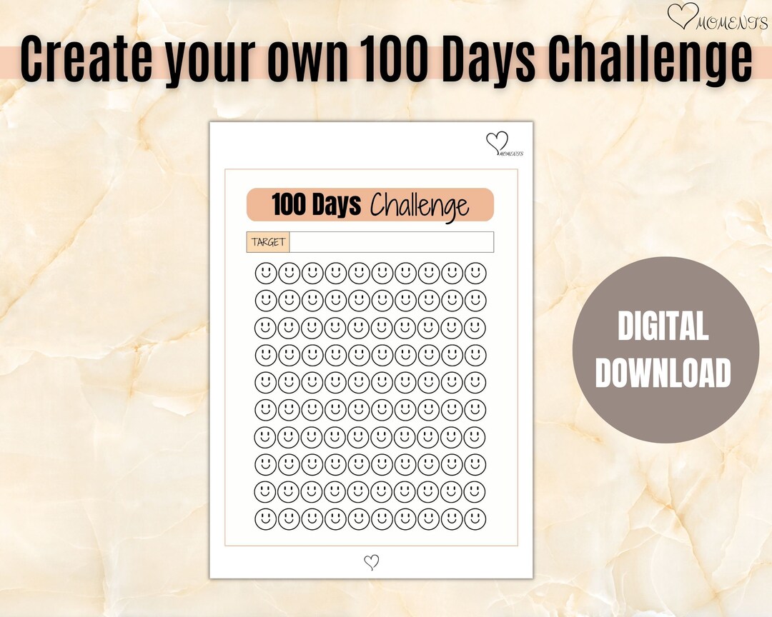 100-day Challenge Template I Printable I Instant Download - Etsy