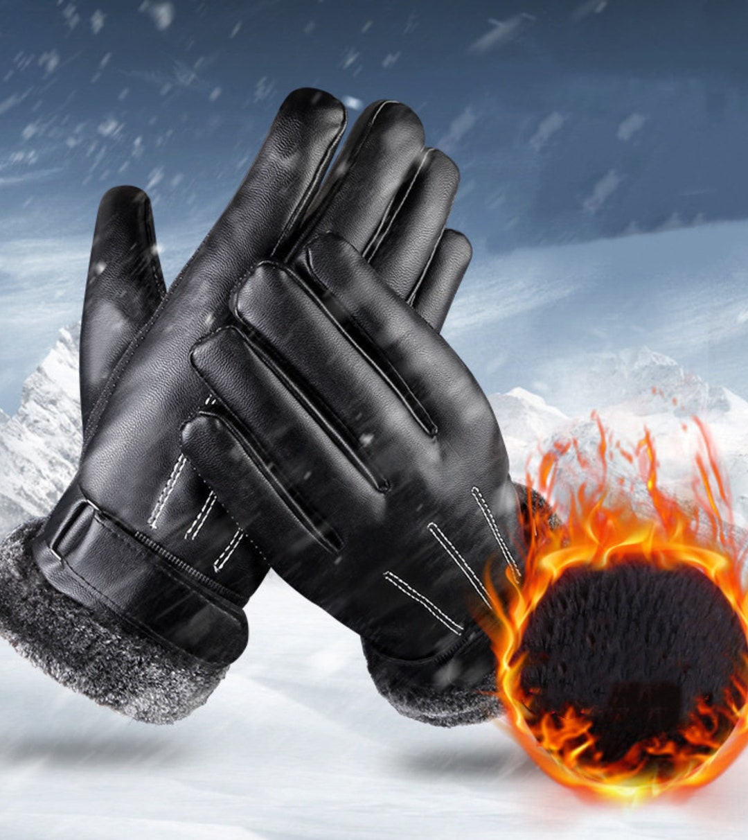 New Men's Touch Screen Leather Gloveswinter Gloves - Etsy